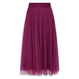Midirock Zero "Damen mit elastischem Bund", Damen, Gr. 34, magenta lila, T&uuml;ll, Obermaterial: 100% Polyester, transparent, ausgestellt lang, R&ouml;cke, Material.