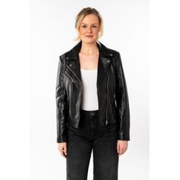 Lederjacke Mauritius "MWPasja", Damen, Gr. XXL, schwarz, Obermaterial: 100% Schafsleder. Futter: 100% Baumwolle. &Auml;rmelfutter: 100% Polyester, unifarben, regular fit h&uuml;ftlang, mit Rei&szlig;verschluss, Jacken, mit Reverskragen