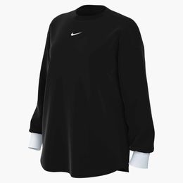 Funktionsshirt Nike "W NK ONE RELAXED DF LS TOP", Damen, Gr. L, schwarz, wei&szlig;, Obermaterial: 81% Polyester, 13% Baumwolle, 6% Elasthan, normal, Rundhals, Shirts Funktionsshirt, lockere Passform, verl&auml;ngerter Schnitt, leichtes Jersey-Material