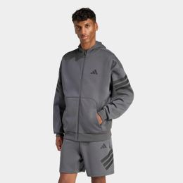 Kapuzensweatjacke adidas Sportswear "M FI 3S FZ", Herren, Gr. XXL, grau six, Obermaterial: 67% Polyester, 33% Baumwolle, angesetztes B&uuml;ndchen, Sweatjacken