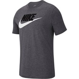 T-Shirt Nike Sportswear "M NSW TEE ICON FUTURA", Herren, Gr. S, grau, meliert, Jersey, Obermaterial: 100% Baumwolle, normal, Rundhals, Shirts T-Shirt
