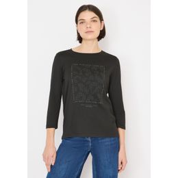 3/4-Arm-Shirt Cecil, Damen, Gr. L (42), raw khaki, Web, 50% Baumwolle, 50% Modal, unifarben, normal normal, U-Boot-Ausschnitt, abgesteppt, Shirts 3/4-Arm-Shirt, mit 3/4 &Auml;rmeln