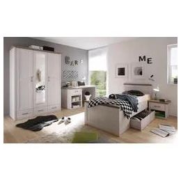 Jugendzimmer-Set Begabino "Luca, M&ouml;bel-Set komplett Zimmer", wei&szlig; (pinienfarben wei&szlig;, tr&uuml;ffelfarben), B/H: 90cm x 200cm, Holzwerkstoff, Schlafzimmerm&ouml;bel-Sets, komplettes M&ouml;bel Set im Landhaus Style, Topseller