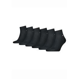 Kurzsocken Tommy Hilfiger "TH MEN QUARTER 6P ECOM", Herren, Gr. 39-42, schwarz (6x schwarz), Baumwollmischung, Elasthan, Polyamid, unifarben, elastisch, Socken, mit Logostickerei, Topseller