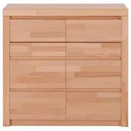 Kommode OTTO HOME "Silkeborg Fronten & Leisten aus Massivholz, Kospus aus Melamin", beige (kernbuche teilmassiv), Holzwerkstoff Kernbuchefarben (Korpus)/ Massivholz Kernbuche (Front), Holz teilmassiv, Sideboards, Kommode, B/T/H: 90/35/85 cm. 2Schubladen & 2geschlossenen F&auml;chern. Stauraum