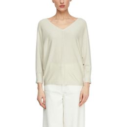 3/4 Arm-Pullover comma, Damen, Gr. L (40), eggnog, Strick, Obermaterial: 65% Viskose, 35% Polyester, unifarben, l&auml;ssig geschnitten h&uuml;ftbedeckend, V-Ausschnitt, Flachstrickb&uuml;ndchen, Pullover, mit V-Ausschnitt und aus Viskose