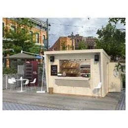Ger&auml;tehaus Palmako "Kiosk Kira 7,7 m2", beige (natur), Massivholz, Ger&auml;teh&auml;user, BxTxH: 355x233x264 cm, witterungsbest&auml;ndig