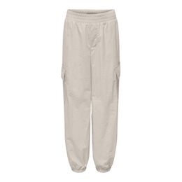 Cargohose KIDS Only "KOGECHO CARGO PARACHUTE PANT PNT NOOS", M&auml;dchen, Gr. 116, N-Gr, grau (pumice stone), Web, Obermaterial: 100% Polyamid, unifarben, loose fit kn&ouml;chellang, Hosen Cargohose