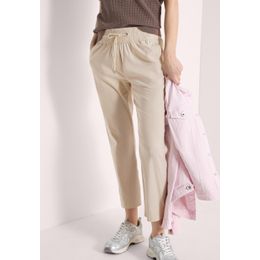 Stoffhose Cecil, Damen, Gr. L, L&auml;nge 26, grain beige, Web, 66% Baumwolle, 30% Polyester, 4% Elasthan, unifarben, comfort fit normal, Hosen Stoffhose, Joggstyle