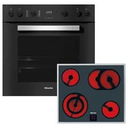 Miele Elektro-Herd-Set "H2459 E D OBSW + KM 6003 LPT", Energieeffizienz: A+ (A+++-D), schwarz (obsidianschwarz), Herdsets, Herd-Set - Herd mit 2 FlexiClip-Ausz&uuml;gen sowie Elektrokochfeld