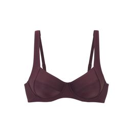 B&uuml;gel-Bikini-Top Lascana "Lolo", Damen, Gr. 44, Cup C, aubergine, Elasthan, Recycling-Polyamid, unifarben, Bikini-Oberteile, in modischer Schnittform