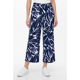 Palazzohose Only "ONLNOVA LIFE CROP PALAZZO PANT AOP PTM", Damen, Gr. XS (34), N-Gr, blau (night sky aop:719 monstera), Web, Obermaterial: 100% Viskose, bedruckt, regular fit lang, Hosen Palazzohose, Viskose, regular fit