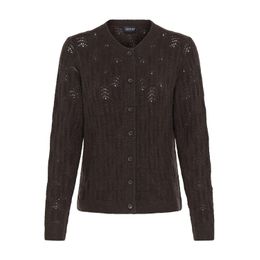 Strickjacke oxmo "Strickjacke OXSinva", Damen, Gr. L, braun (chocolate torte melange), Obermaterial: 76% Polyacryl PAN. 21% Polyester PES. 3% Elasthan EL., Strickjacken Strickjacke