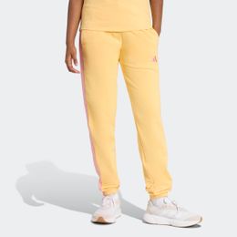 Sporthose adidas Sportswear "W 3S FT CF PT", Damen, Gr. XL, N-Gr, semi ice tangerine, st tropic bloom, normal, gr., Obermaterial: 55% Baumwolle, 36% Polyester, 9% Viskose, Hosen Sporthose, Regul&auml;re Passform, mittelhoher Bund, weiches French Terry Material