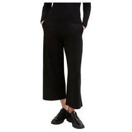 Culotte Tom Tailor DENIM, Damen, Gr. S (36), N-Gr, schwarz (deep schwarz), Web, Obermaterial: 96% Polyester, 4% Elasthan, unifarben, gerade normal, Hosen Culotte, 3/4-L&auml;nge mit Eingrifftaschen