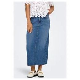 Jeansrock Only "ONLLUMI &ndash; Jeansrock mit R&uuml;ckenschlitz f&uuml;r moderne Looks", Damen, Gr. XS (34), blau (medium blau denim), Denim/Jeans, Obermaterial: 100% Baumwolle, unifarben, wadenlang, R&ouml;cke Jeansrock, modisch, Denim, regular fit, Baumwolle