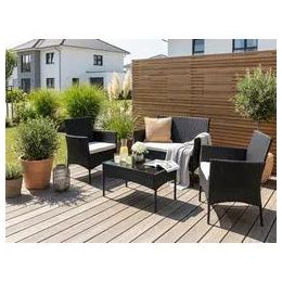 Gartenlounge-Set Konifera "Balkonset &raquo;Palma&laquo;", schwarz (schwarz, beige), Stahl, Sitzm&ouml;bel-Sets, Stahl/Polyrattan, Topseller
