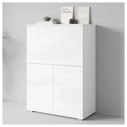 PC-Schrank Home Affaire "Vera, Sekret&auml;r, Home-Office-Schreibtisch mit LED-Beleuchtung", wei&szlig; (wei&szlig;, wei&szlig; hochglanz), B:90cm H:125,1cm T:42cm, Sekret&auml;re, Multifunktional mit Stauraum, klappbare Tischfl&auml;che, LED, B 90 cm, Topseller