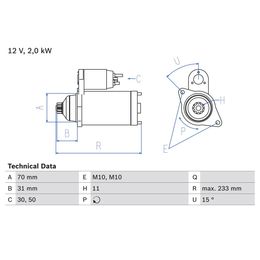 Bosch Starter 0986025730 f&uuml;r NISSAN
