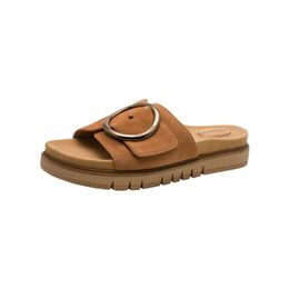 Pantolette Tamaris "Tamaris Pantoletten Leder", Damen, Gr. 38, cognac, Leder, Schuhe Pantolette