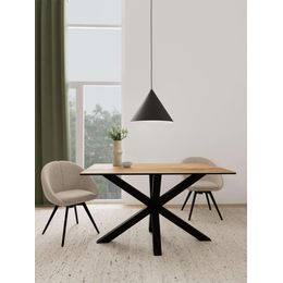 Esstisch ACTONA GROUP "Heaven", wildeiche, matt schwarz, wildeiche, B:135cm H:75,5cm T:80cm, Tische, Esstisch, Tisch, Tischplatte aus Keramik, Kreuzgestell, 135x80x75.5cm