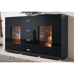 Sideboard H&Ouml;LTKEMEYER "Happy", schwarz (schwarz, nussbaumfarben), Sideboards, Sideboard, Breite 150 cm