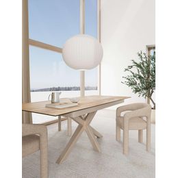 Esstisch ACTONA GROUP "Heaven, Rechteckig Tischplatte aus rauer Keramik, Kreuzfu&szlig;, ausziehbar", beige (grau, wildeiche), B:210cm H:76cm T:90cm, Tische, Esstisch, Kratzfest, wasserabweisend, Sitzplatz f&uuml;r 4-8 Personen, B: 168/210 cm