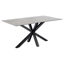 Esstisch ACTONA GROUP "Heaven", grau anista, matt schwarz, grau, B:160cm H:75,5cm T:90cm, Tische, Esstisch, mit Keramik Tischplatte und Stahlkreuz, L: 160 cm