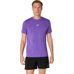 Laufshirt asics "ROAD SEAMLESS SS TOP", Herren, Gr. XXL, edo lila, Obermaterial: 65% Polyamid, 35% Polyester, normal, Rundhals, Shirts Laufshirt