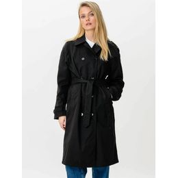 Kurzmantel TEESHOPPEN "TEESHOPPEN Coat Linea Trenchcoat", Damen, Gr. L, schwarz, Obermaterial: 65% Polyester, 35% Baumwolle, M&auml;ntel Kurzmantel
