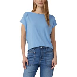 T-Shirt s.Oliver, Damen, Gr. 34, blau, Jersey, Obermaterial: 95% Viskose, 5% Elasthan, regular fit taillenbedeckt, Rundhals, Shirts T-Shirt, mit Markenlabel