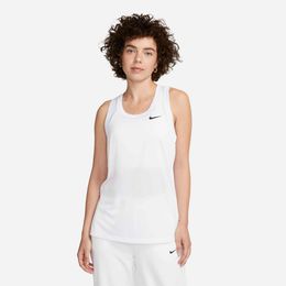 Trainingstop Nike "DRI-FIT WOMEN'S RACERBACK TANK", Damen, Gr. M, wei&szlig;, schwarz, Obermaterial: 100% Polyester, Rundhals, Tops, gro&szlig;z&uuml;gige Passform, f&uuml;r Fitness, Fu&szlig;ball, Yoga und Laufen