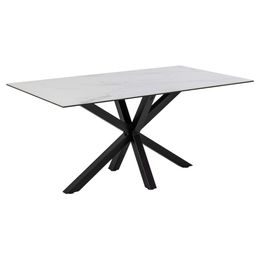 Esstisch ACTONA GROUP "Heaven", schwarz, wei&szlig;, B:160cm H:75,5cm T:90cm, Tische, Esstisch, mit Keramik Tischplatte und Stahlkreuz, L: 160 cm