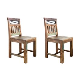 Stuhl Altholz 45x45x90 mehrfarbig lackiert NATURE OF SPIRIT #39, 2er Set