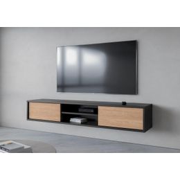 Lowboard Home Affaire "Frida", grau (anthrazit, eiche), B:180cm H:32cm T:36cm, Sideboards, Lowboard, H&auml;ngend oder stehend montierbar