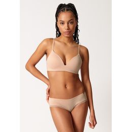 Triangel-BH Skiny "Classicotton", Damen, Gr. 80, Cup B, beige, Obermaterial: 94% Baumwolle, 6% Elasthan. Spitze: 85% Polyamid, 15% Elasthan, BHs Triangel-BH, Baumwollmix, gepolstert, ohne B&uuml;gel, bequem, schlicht