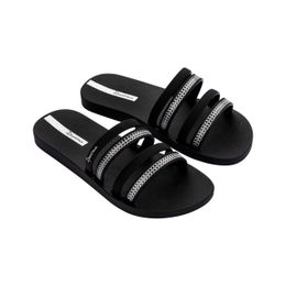 Sandale Ipanema "Ipanema MESH SLIDE II FEM", Damen, Gr. 37, schwarz, silber, Synthetik, Schuhe Sandale, f&uuml;r Freizeitaktivit&auml;ten, bequem durch Gummilaufsohle