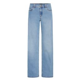 Straight-Jeans oxmo "Straight-Jeans OXHelle", Damen, Gr. 27/32, L&auml;nge 32, blau (ligth blau denim), Obermaterial: 68% Baumwolle CO. 27% Polyester PES. 3% Viskose CV. 2% Elasthan EL., Jeans Straight-Jeans
