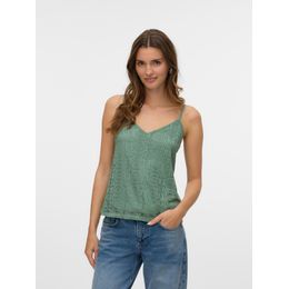 V&eacute;ro Moda Spaghettitop VERO MODA "VMMAYA V-NECK SINGLET TOP JRS", Damen, Gr. L, hedge gr&uuml;n, Jersey, Obermaterial: 95% Polyester, 5% Elasthan, unifarben, regular fit normal, V-Ausschnitt, Tops, Materialmix, regular fit