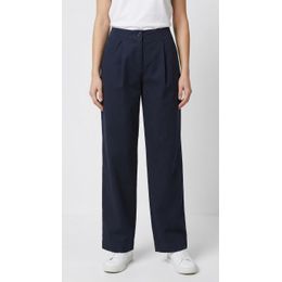 Chinohose BOSS Orange "Taquina Premium Damenmode", Damen, Gr. 40, N-Gr, dunkelblau 408, Twill, Obermaterial: 98% Baumwolle, 2% Elasthan, unifarben, loose fit lang, Hosen Chinohose, in lockerer Passform, Barrel Fit