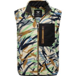 Fleeceweste Ragwear "Collsy Vest", Herren, Gr. L (52), braun, Fleece, 100% Polyester, gerade h&uuml;ftbedeckend, hoch geschlossener Ausschnitt, Westen Fleeceweste, Gemusterte Herren Fleecejacke mit hohem Kragen