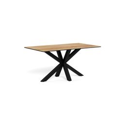 Esstisch ACTONA GROUP "Heaven", wildeiche, matt schwarz, wildeiche, B:160cm H:75,5cm T:90cm, Tische, Esstisch, mit Keramik Tischplatte und Stahlkreuz, L: 160 cm