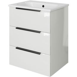 Badm&ouml;bel-Set SAPHIR "Mineralmarmor-Waschtisch mit Waschtischunterschrank", schneewei&szlig; glanz, B:61cm H:74cm T:46cm, Holzwerkstoff, Kastenm&ouml;bel-Sets, Badm&ouml;bel-Set
