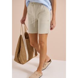 Shorts Cecil "Style Chelsea", Damen, Gr. L (42), N-Gr, grain beige, Web, Obermaterial: 66% Baumwolle, 30% Polyester, 4% Elasthan, unifarben, loose fit kniefrei, Hosen Shorts, Sommer-Shorts mit elatsichem Bund und Tunnelzug