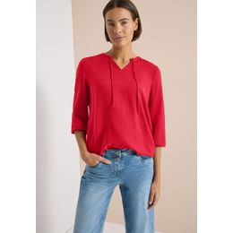 Kurzarmbluse Cecil, Damen, Gr. L (42), fresh rot, Web, Obermaterial: 55% Leinen, 45% Viskose, unifarben, normal h&uuml;ftbedeckend, Rundhals, abgesteppte Kante, Blusen, Sommerbluse aus Leinenmix
