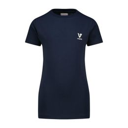 T-Shirt Vingino, Damen, Gr. 128, dunkelblau, Web, Obermaterial: 95% Baumwolle, 5% Elasthan, unifarben, regular fit normal, Rundhals, Shirts T-Shirt, mit Logo Print