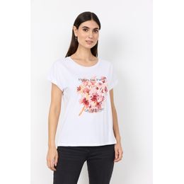 T-Shirt soyaconcept "SC-RINA FP 18", Damen, Gr. L, salmon, Single Jersey, Obermaterial: 95% Baumwolle, 5% Elasthan, bedruckt, normal, Rundhals, Shirts T-Shirt, Baumwolle mit Stretch