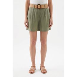 Shorts Only "ONLIBIZA HW BELT SHORTS PNT", Damen, Gr. M, N-Gr, mermaid, Obermaterial: 88% Modal, 12% Polyester, unifarben, regular fit kurz, Hosen Shorts, Materialmix, regular fit, High Waist