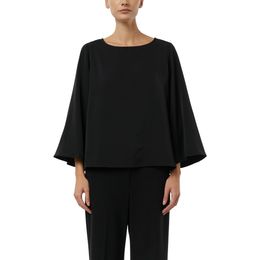 Shirtbluse comma, Damen, Gr. 40, schwarz, Web, Obermaterial: 100% Baumwolle, unifarben, weit h&uuml;ftlang, Rundhals, abgesteppte Kante, Blusen, Sommerbluse 3/4-Arm mit weiten &Auml;rmeln