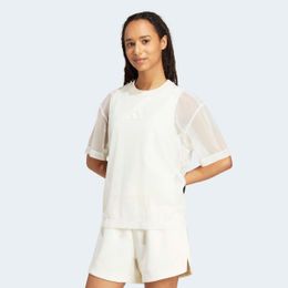 T-Shirt adidas Sportswear "W ALL SZN SH T", Damen, Gr. M, wei&szlig; (sanftes wei&szlig;), Obermaterial: 79% Polyester, 21% Elasthan, normal, Rundhals, Shirts T-Shirt, lockere Passform, mit Zwickel unter den Armen